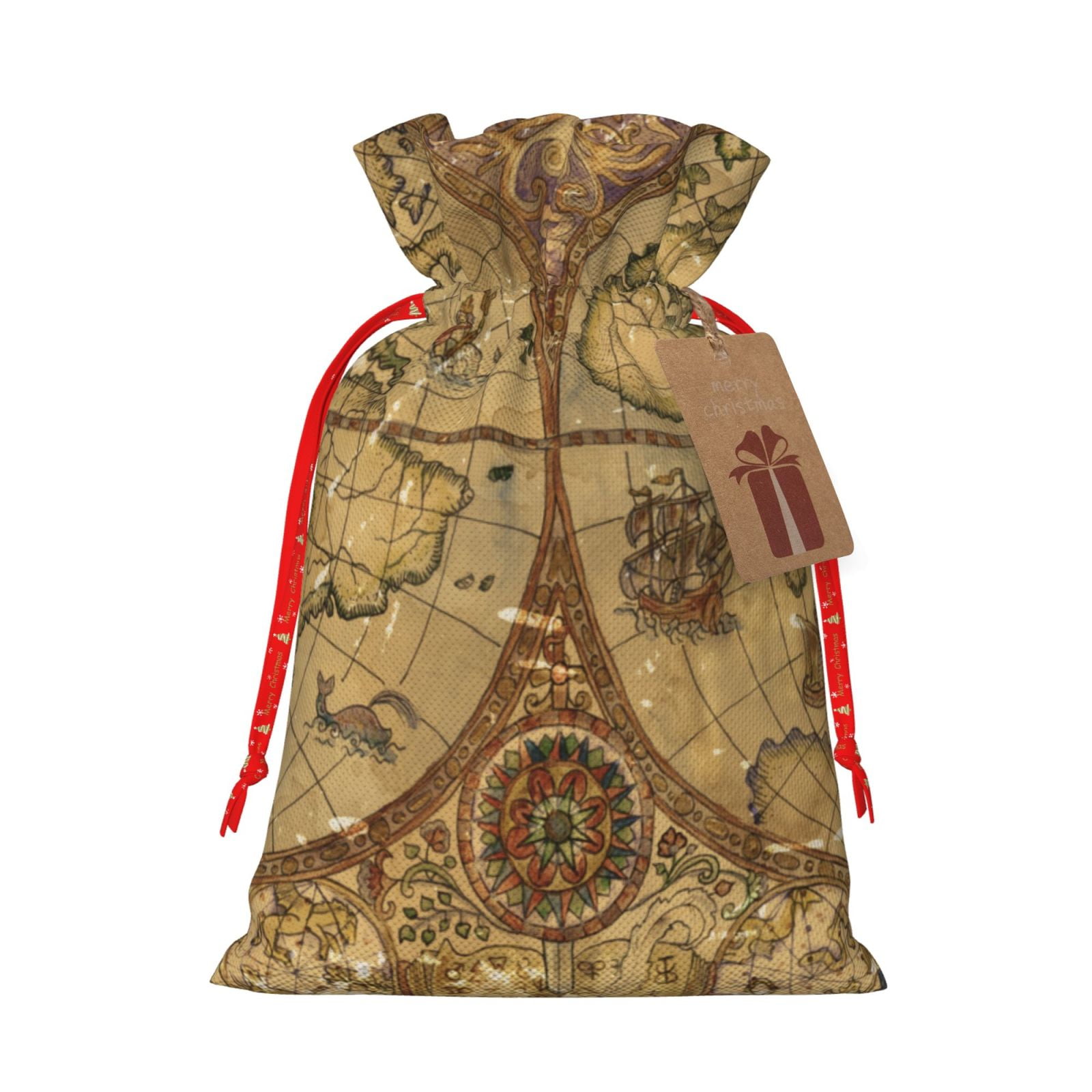 Pofeuu World Map1 Print Burlap Bags with Drawstrings Drawstring Gift ...