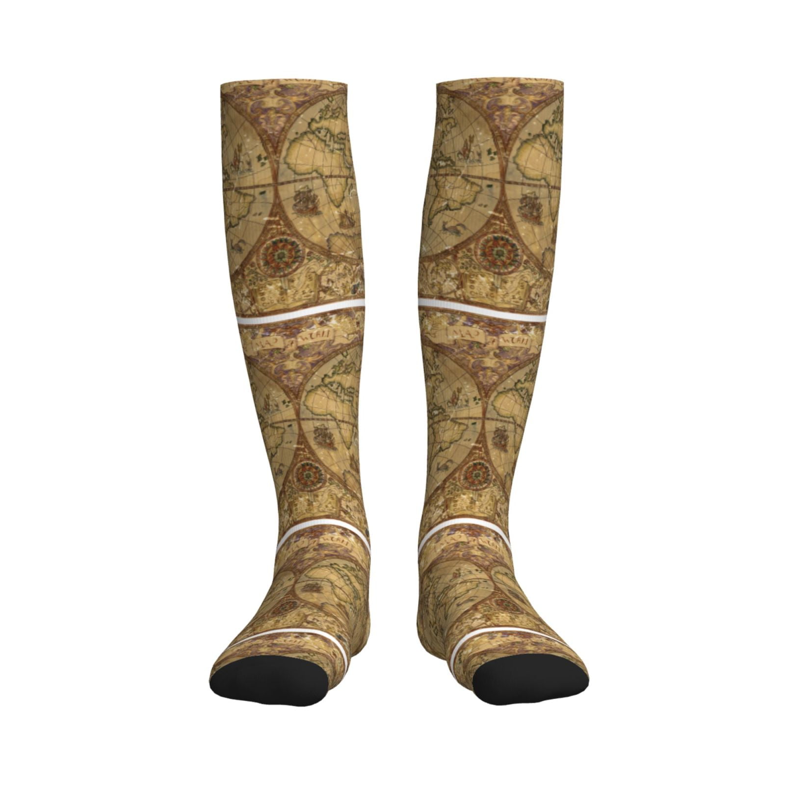 Pofeuu World Map1 Print Compression Socks for Women & Men Circulation ...