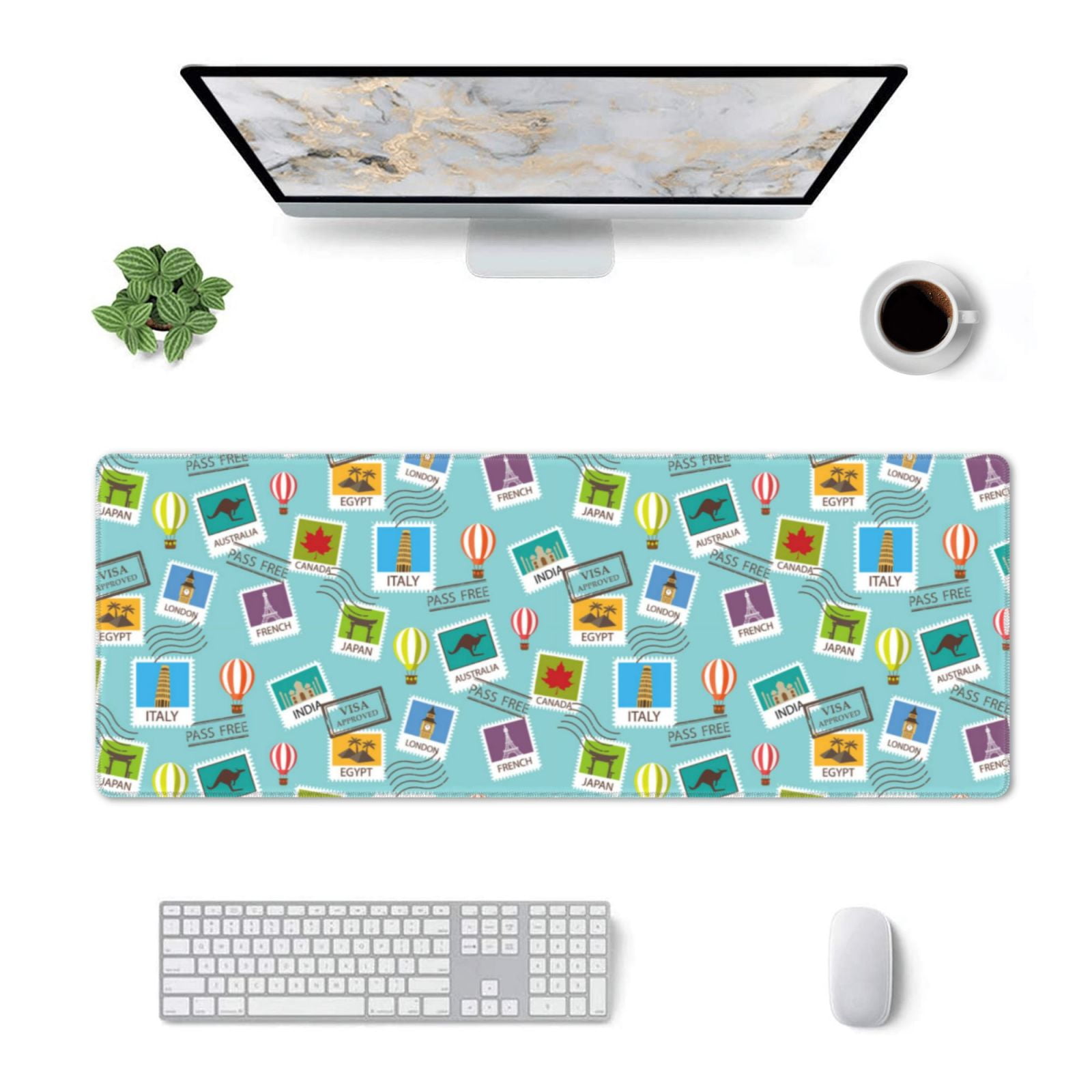 Pofeuu World Travel1 Print Desk Mat for Keyboard and Mouse，Computer ...