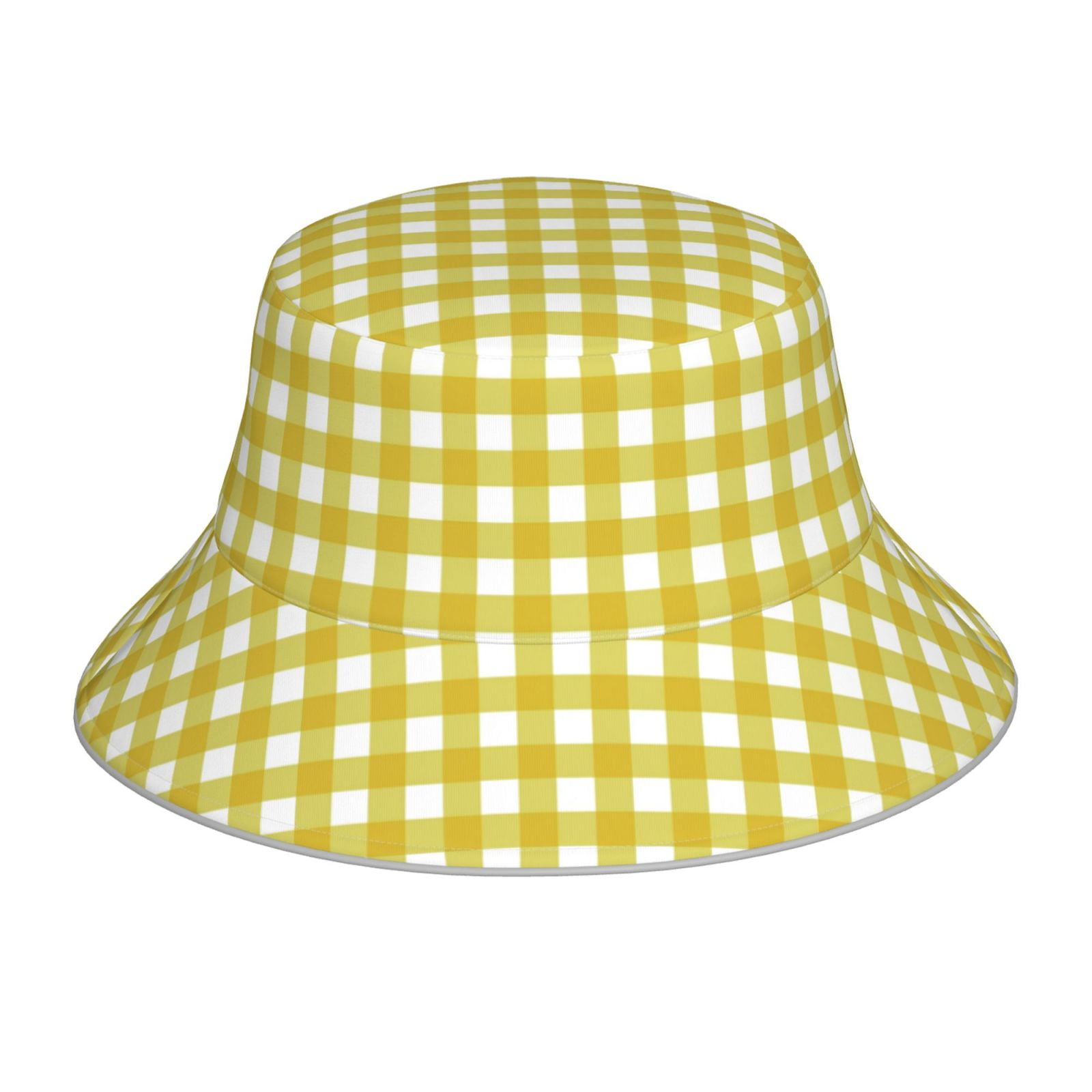 Pofeuu Yellow Checkboard Print Bucket Hat for Women Men Reflective ...