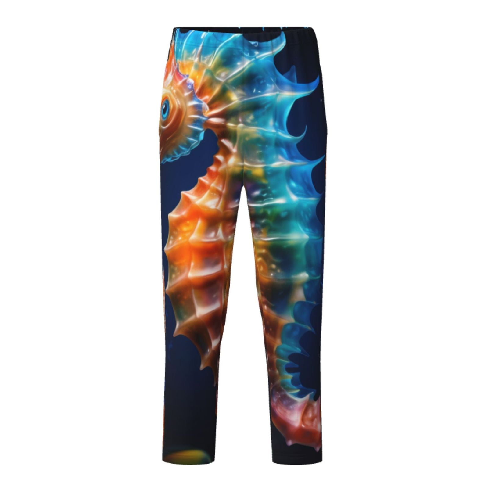 Pofeuu Yellow Fish Seahorse Print Teenagers' Pajama Pants, Soft Lounge ...