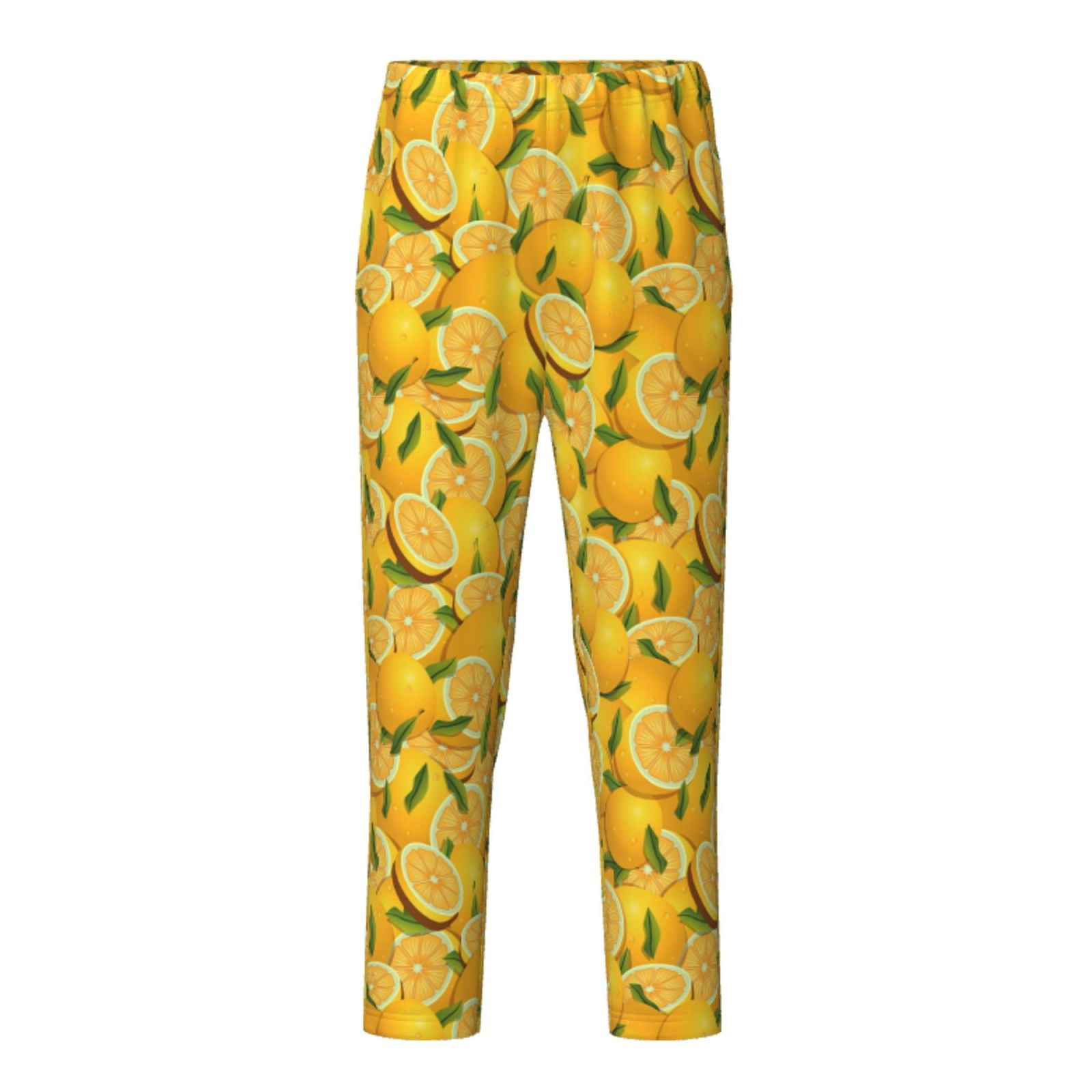 Pofeuu Yellow Limes Print Teenagers' Pajama Pants, Soft Lounge Pajama ...