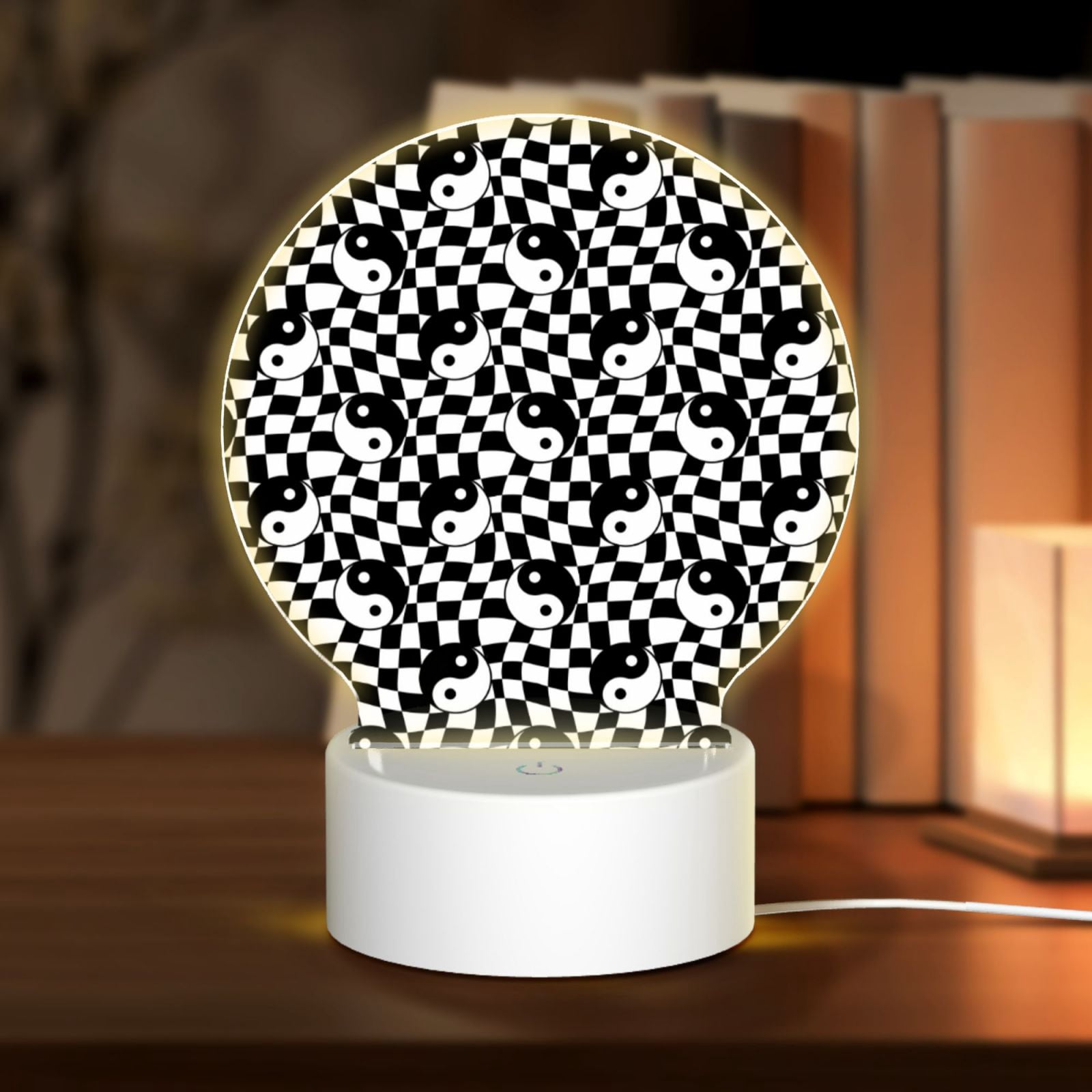 Pofeuu Ying Yang Checkered Print LED Christmas Night Light Lamp Base ...