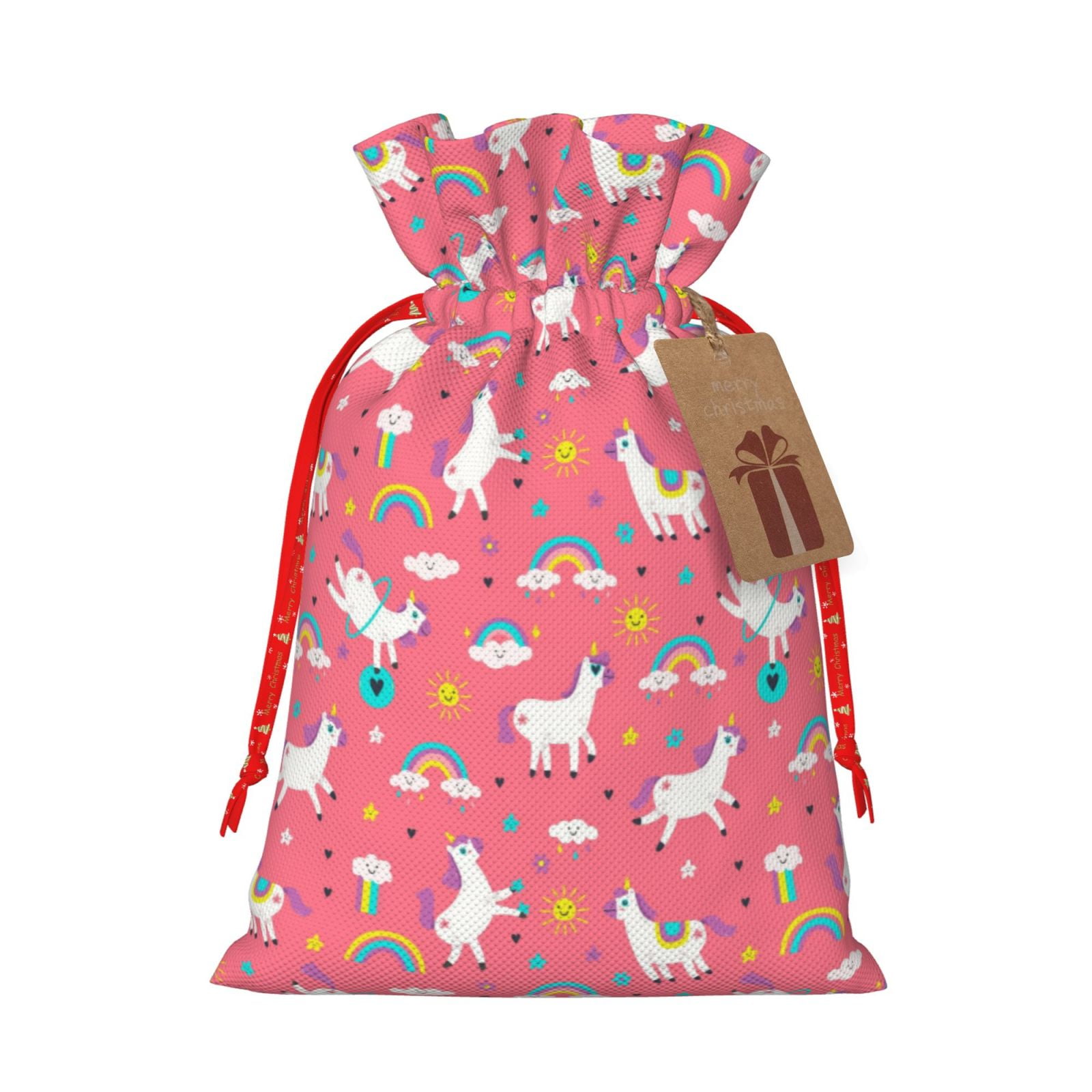 Pofeuu Yoga Unicorn Print Burlap Bags with Drawstrings Drawstring Gift ...