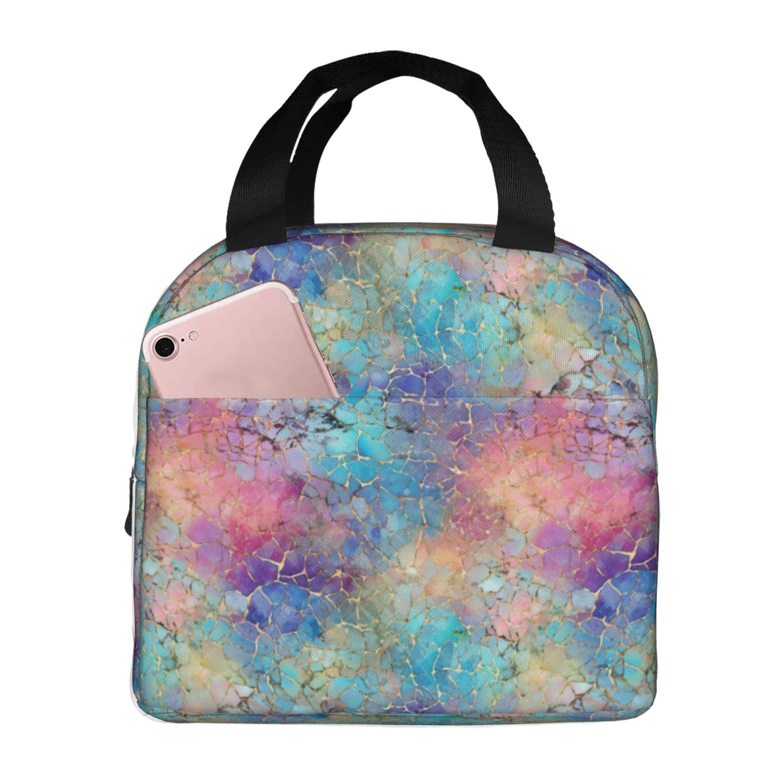 Pofeuu blue pink colorful cracked texture Print Lunch Bag Lunch Box ...