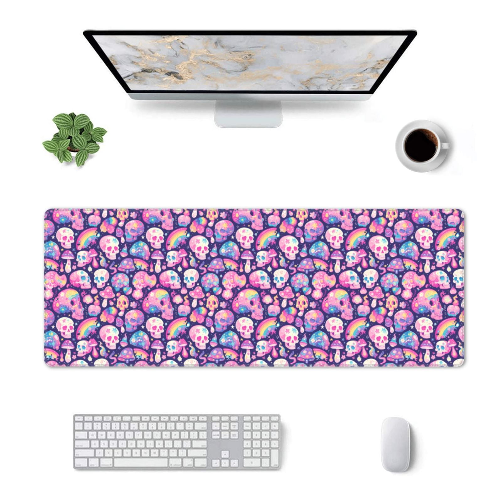 Pofeuu cartoon rainbow Skull Print Desk Mat for Keyboard and Mouse ...