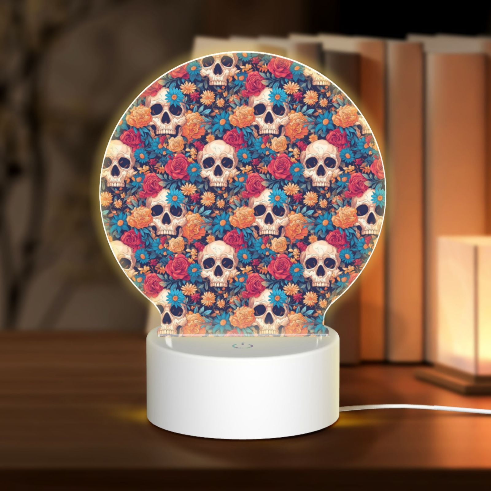 Pofeuu colorful Skull rose Print LED Christmas Night Light Lamp Base ...