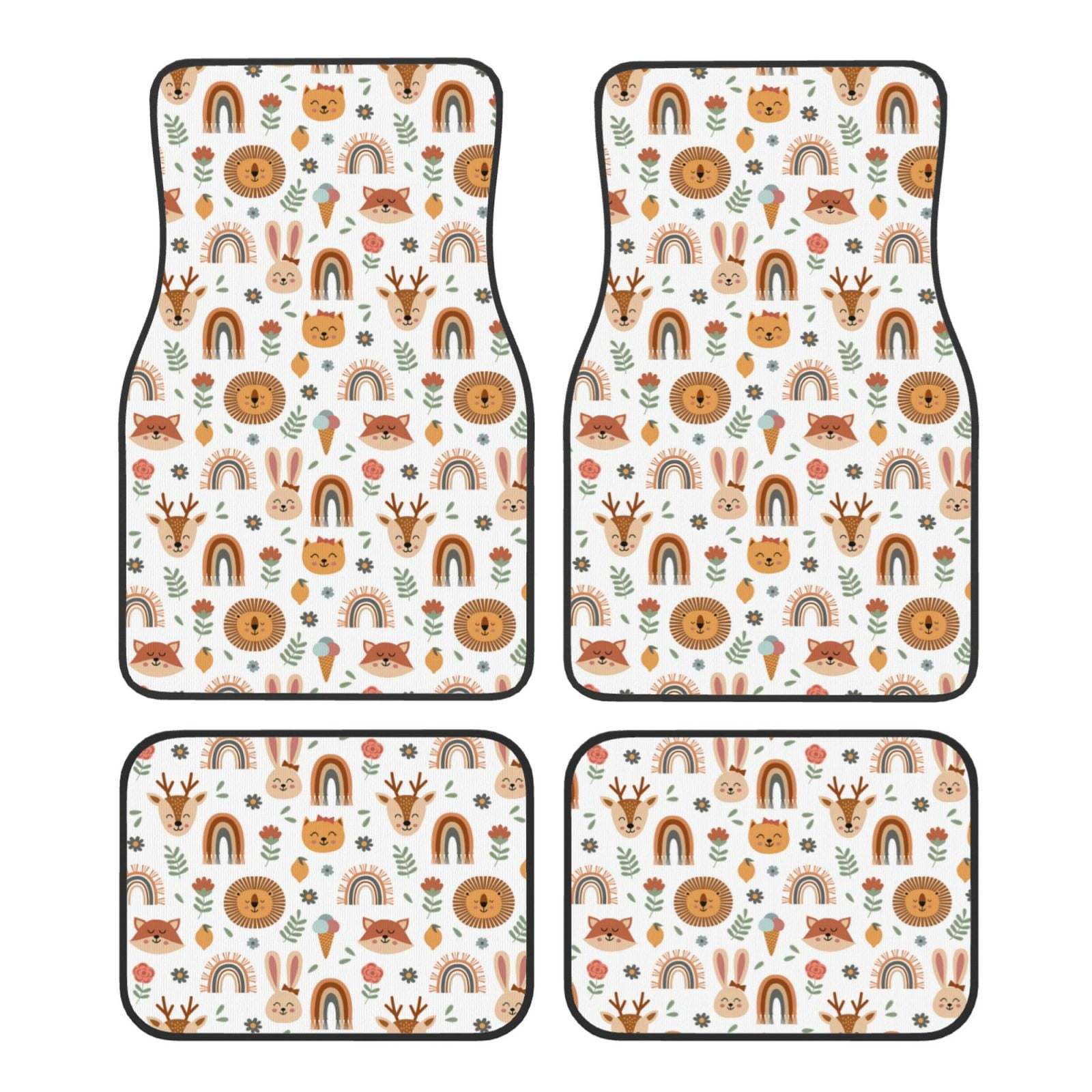 Pofeuu cute Rainbow Animal Print Car Foot Mat Set of 4 Pieces - All ...