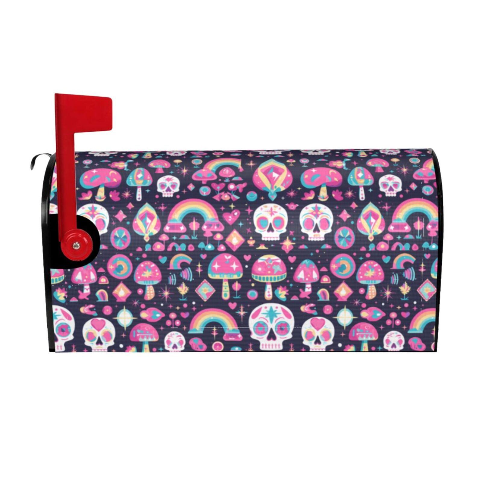 Pofeuu cute Skull rainbow mushroom Print Mailbox Covers Letterbox Cover ...