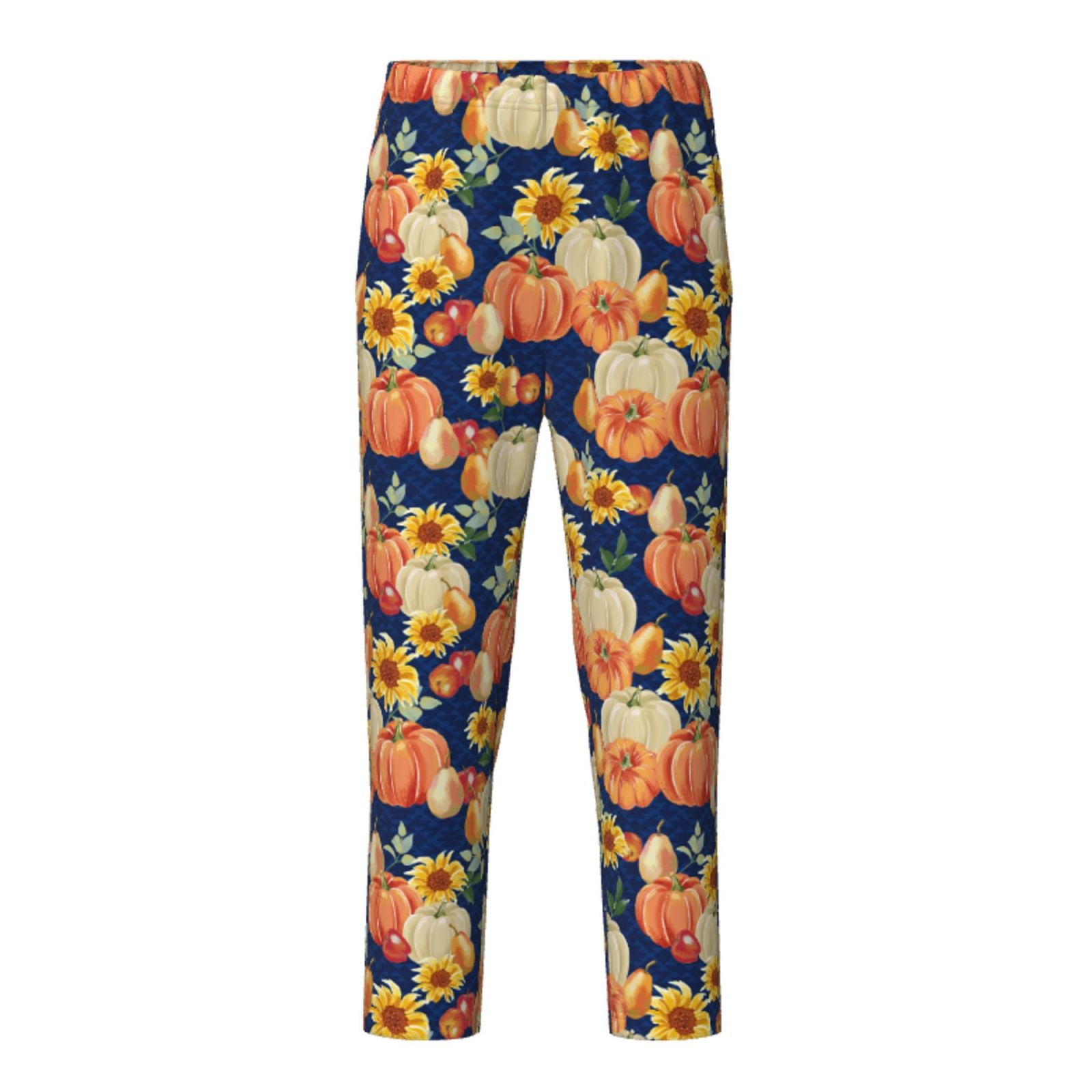 Pofeuu fall Pumpkin Daisy Print Teenagers' Pajama Pants, Soft Lounge ...