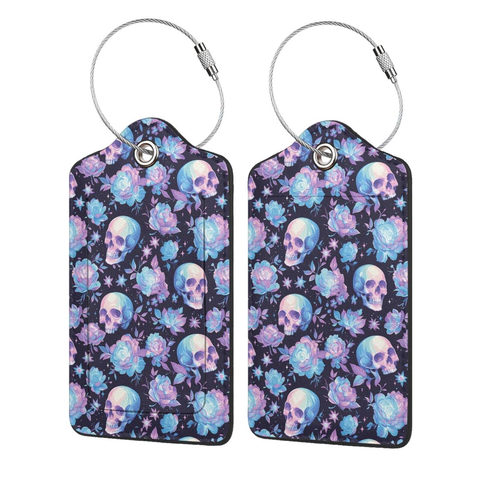 Pofeuu flower Skull in starry sky Print Luggage Tags, Privacy Cover ID ...