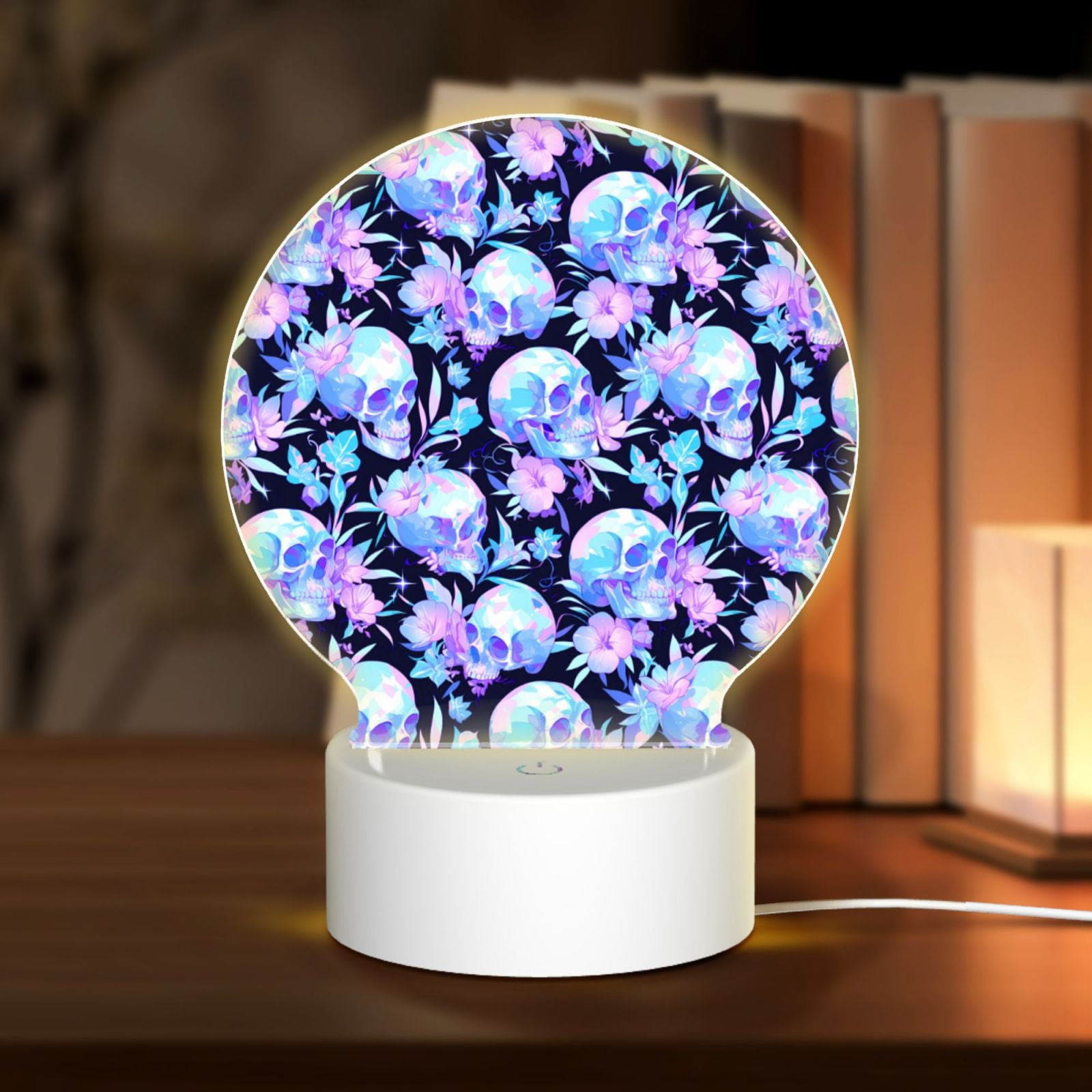 Pofeuu flower Skull star Print LED Christmas Night Light Lamp Base Gift ...