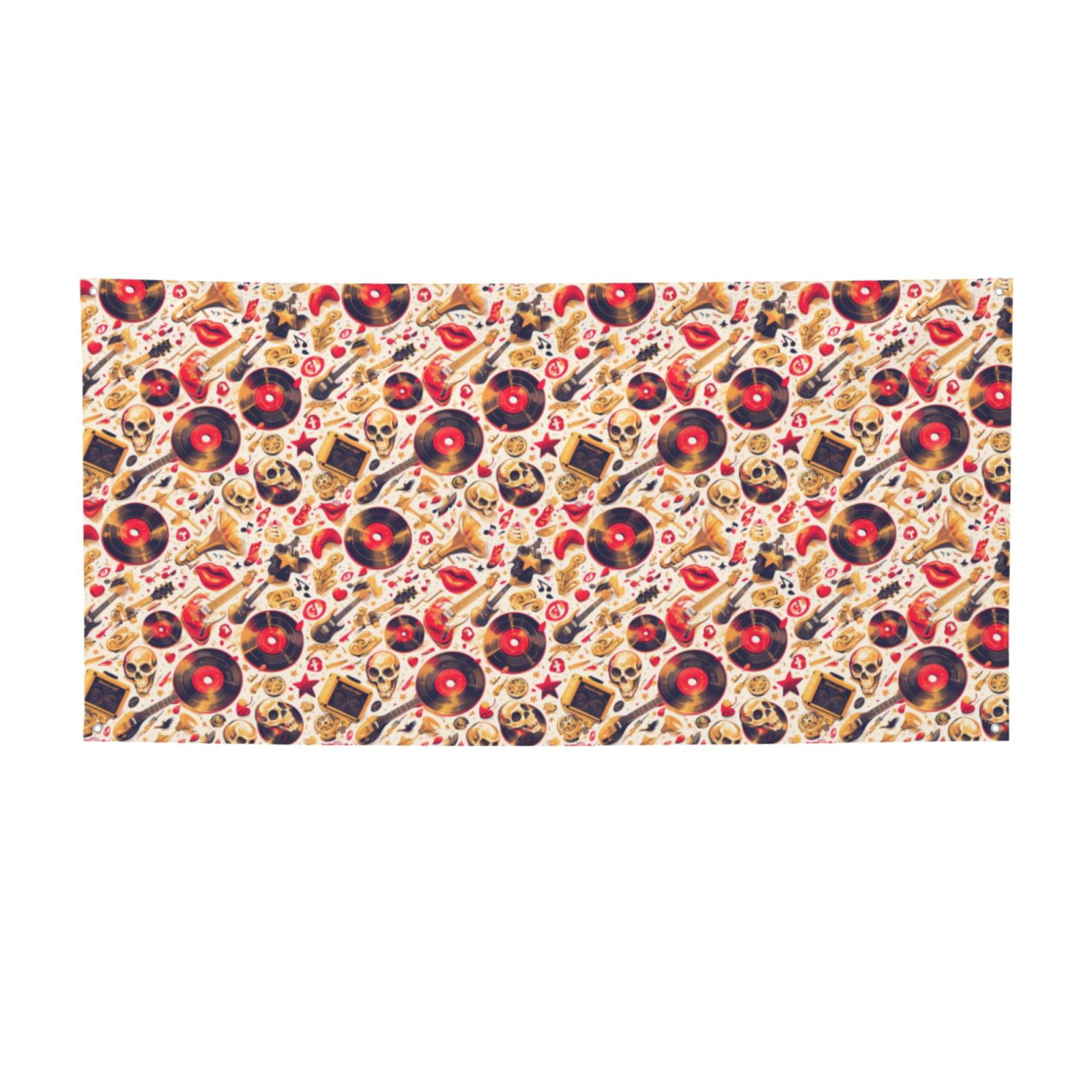 Pofeuu gold Skull Guitar record Print Colorful Yard Festival Banner ...