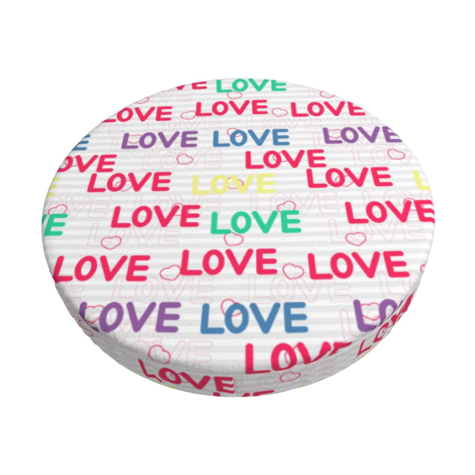 Pofeuu gray stripes and hearts Print Round Bar Stool Covers - Super ...