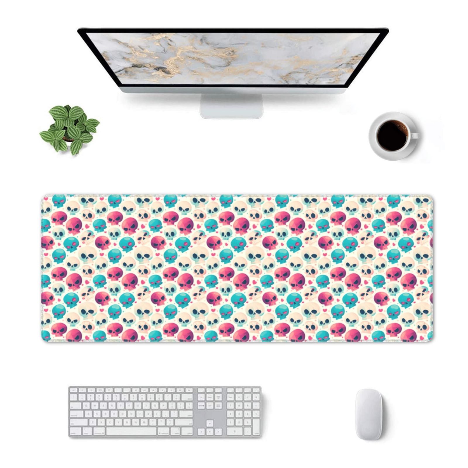 Pofeuu heart Skull cute Print Desk Mat for Keyboard and Mouse，Computer ...