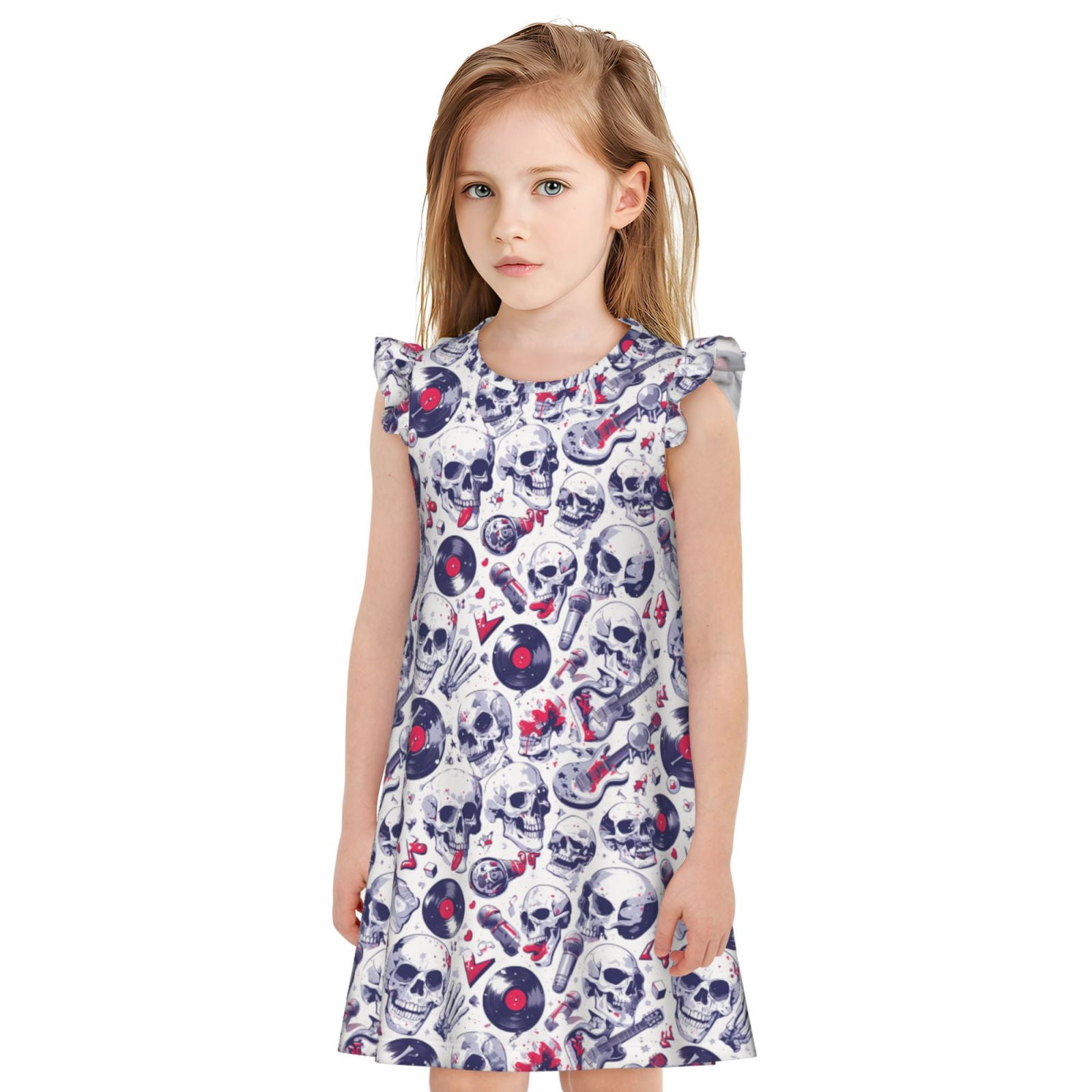 Pofeuu music Skull record mike Print Girls Nightgowns, Nightgown ...