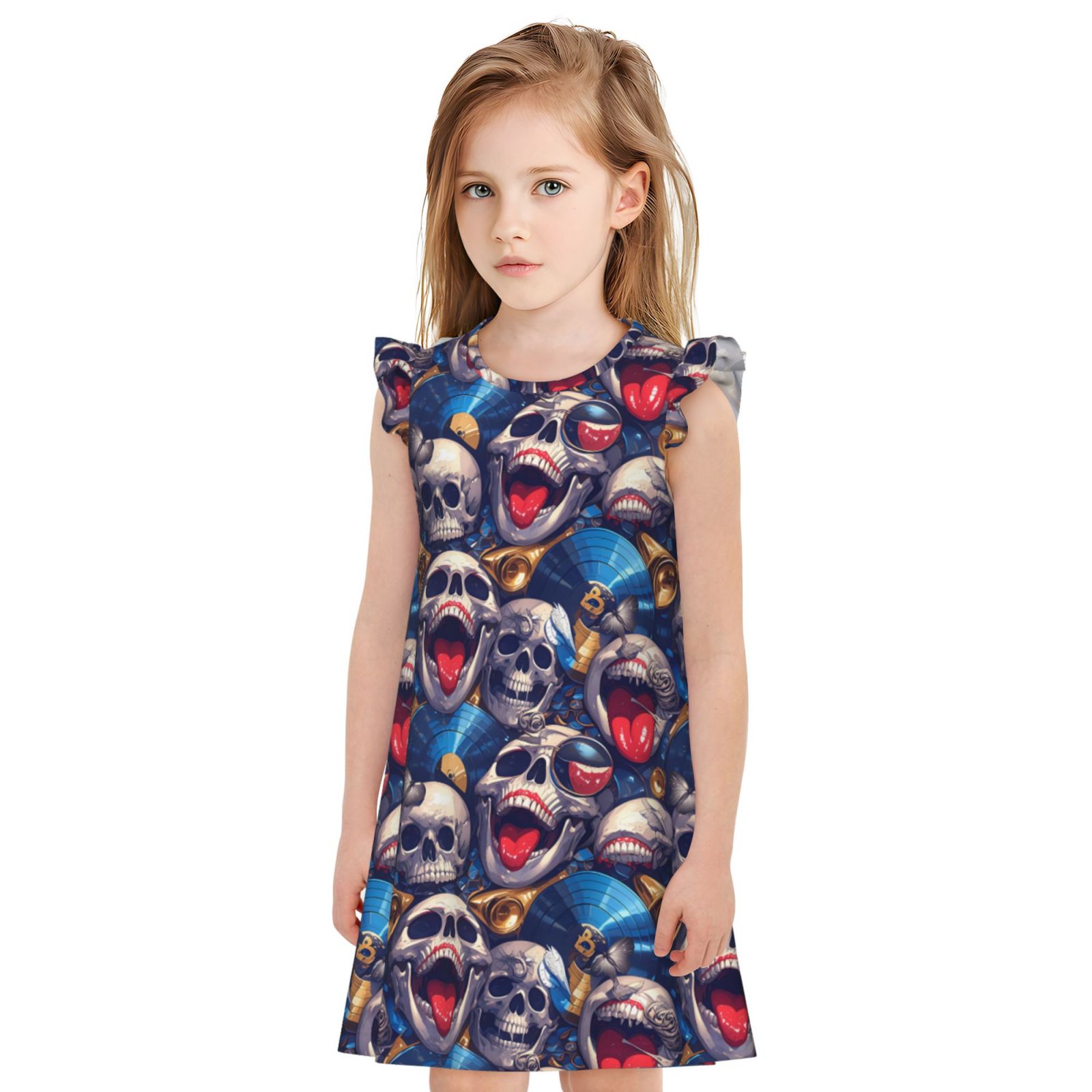 Pofeuu rock Skull blue record Print Girls Nightgowns, Nightgown ...