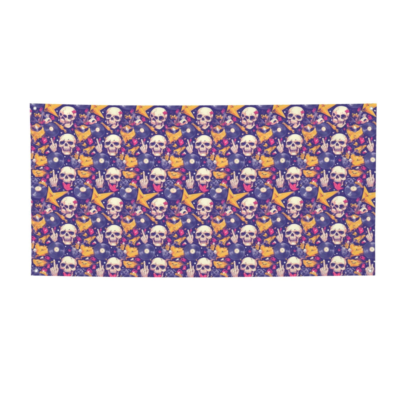 Pofeuu rock Skull record Print Colorful Yard Festival Banner Sign Party ...