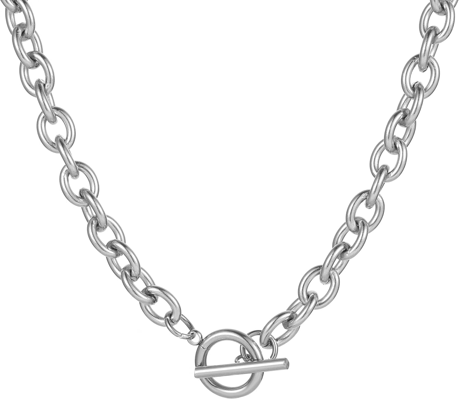 Pofo 18K Gold Plated Chunky Chain Necklace For Women Thick Cuban Curb ...