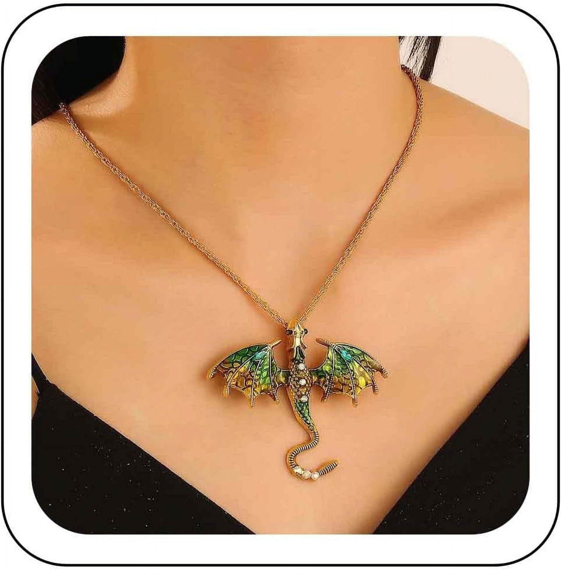 Pofo Gothic Crystal Dragon Necklace Diamond Cz Enamel Dragon Pendant ...