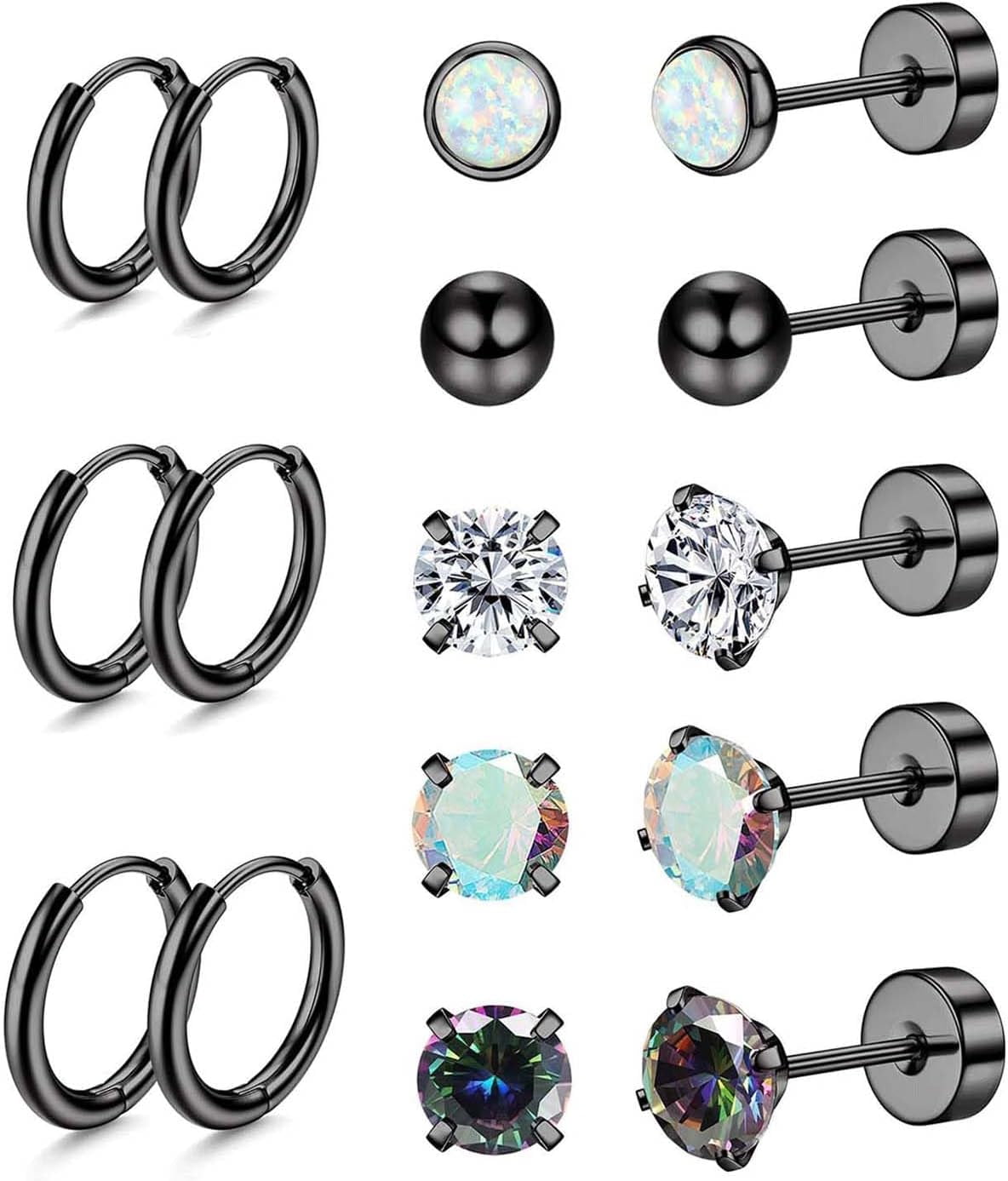 Pofo Surgical Steel Earrings For Sensitive Ears Hypoallergenic 20G ...