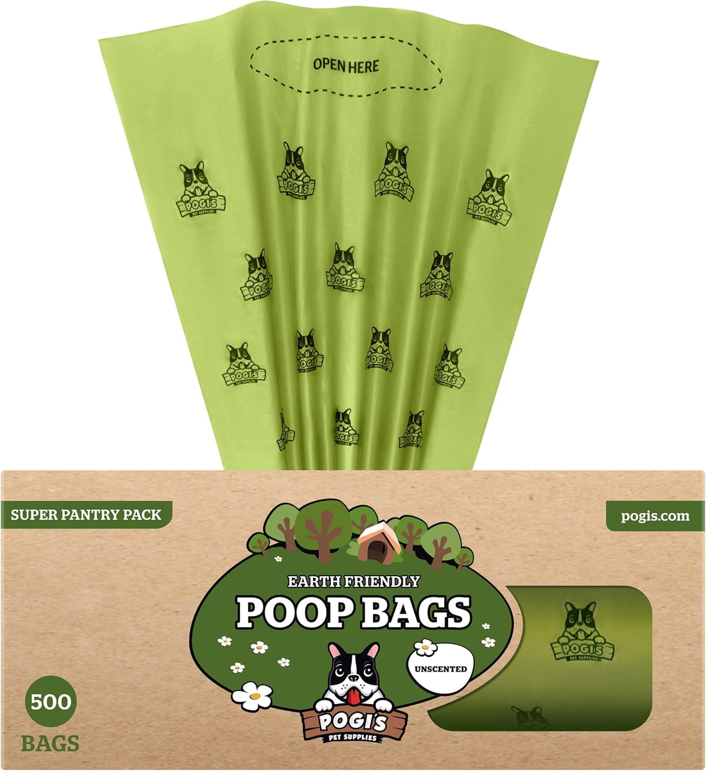 Pogi’s Dog Poop Bags - 500 Unscented Doggie Poop Bags for Yards - Leak ...