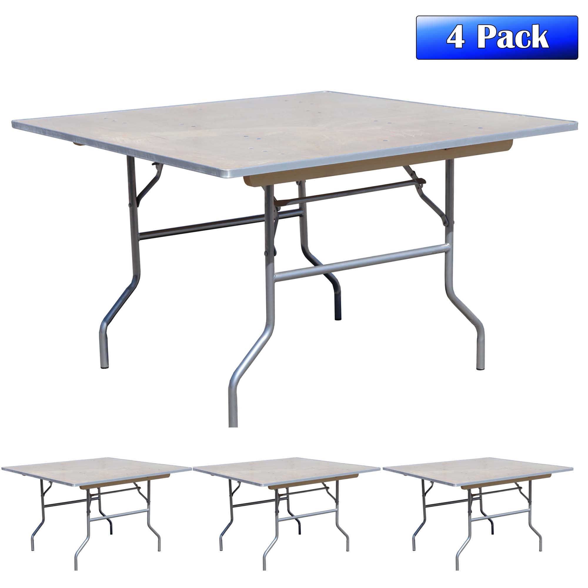 Pogo 48" Square Wooden Folding Tables, Clear Finish 4 Pack - Walmart.com