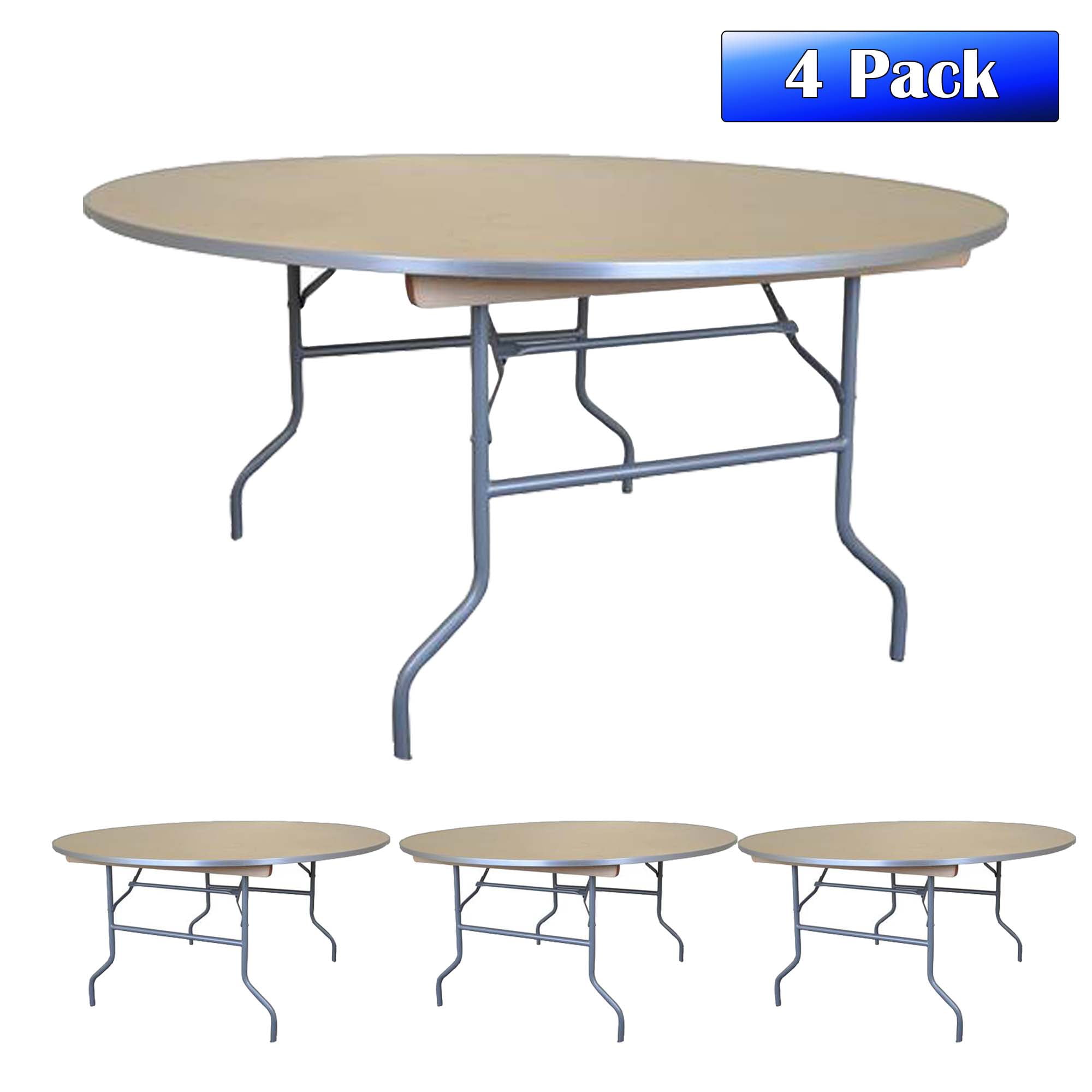 Pogo 72" Round Wooden Folding Banquet Office Tables, 4 Pack - Walmart.com