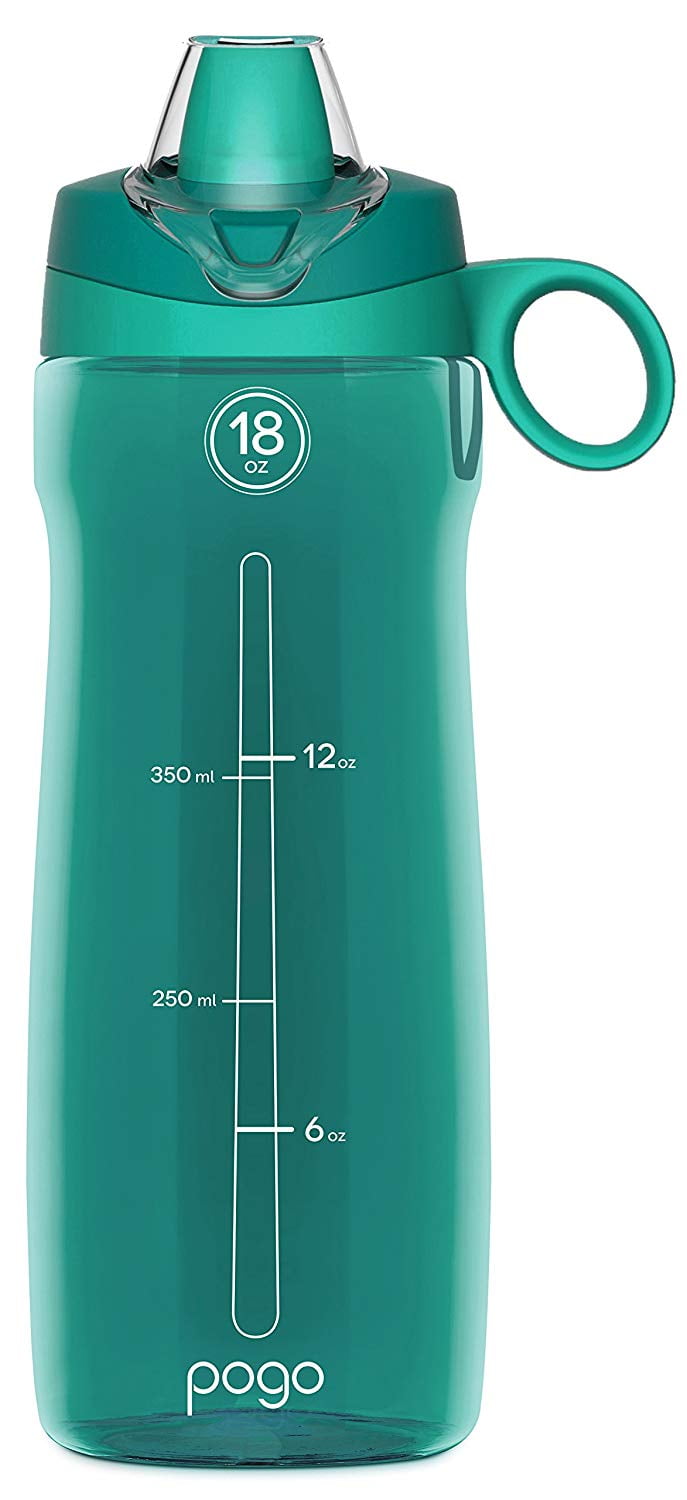 Pogo BPA-Free Plastic Water Bottle with Soft Straw, Teal, 18 oz ...
