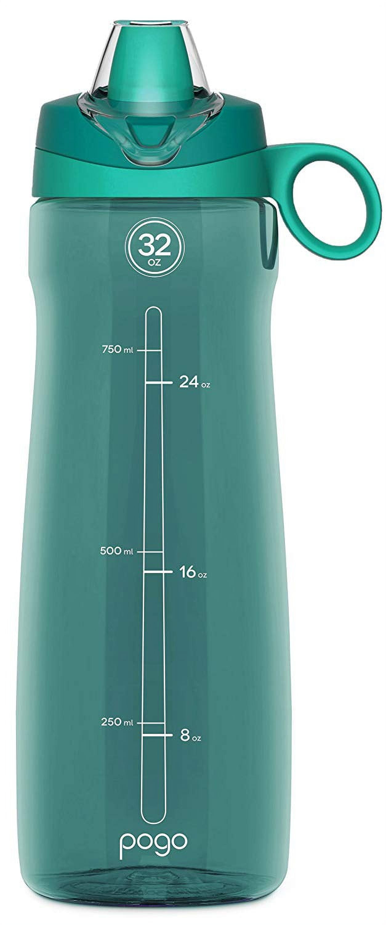 Pogo BPA-Free Plastic Water Bottle with Soft Straw, Teal, 32 oz ...