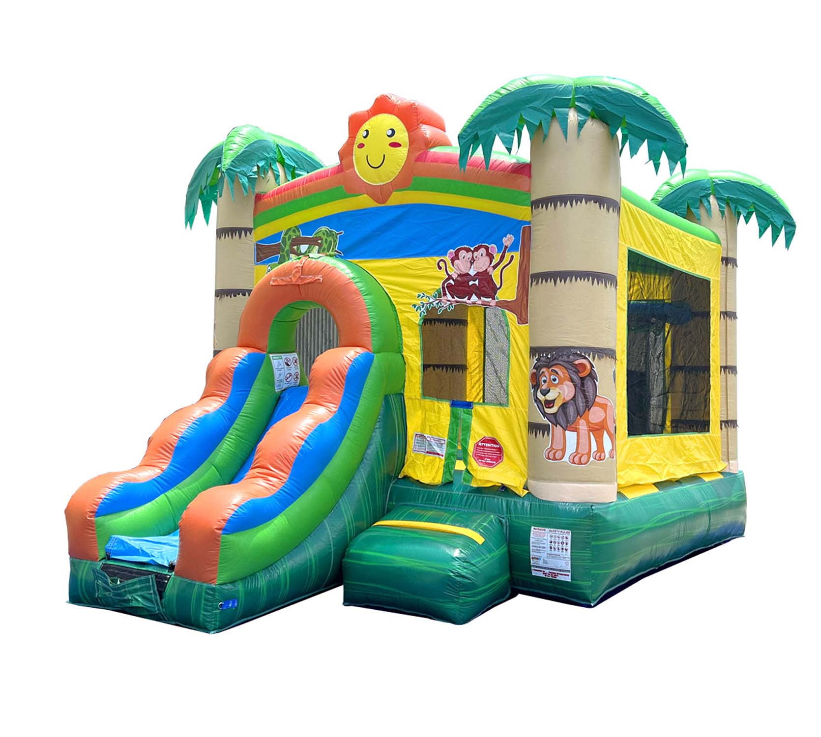 Pogo Bounce House Crossover Bounce House with Slide, Tropical Smiley ...