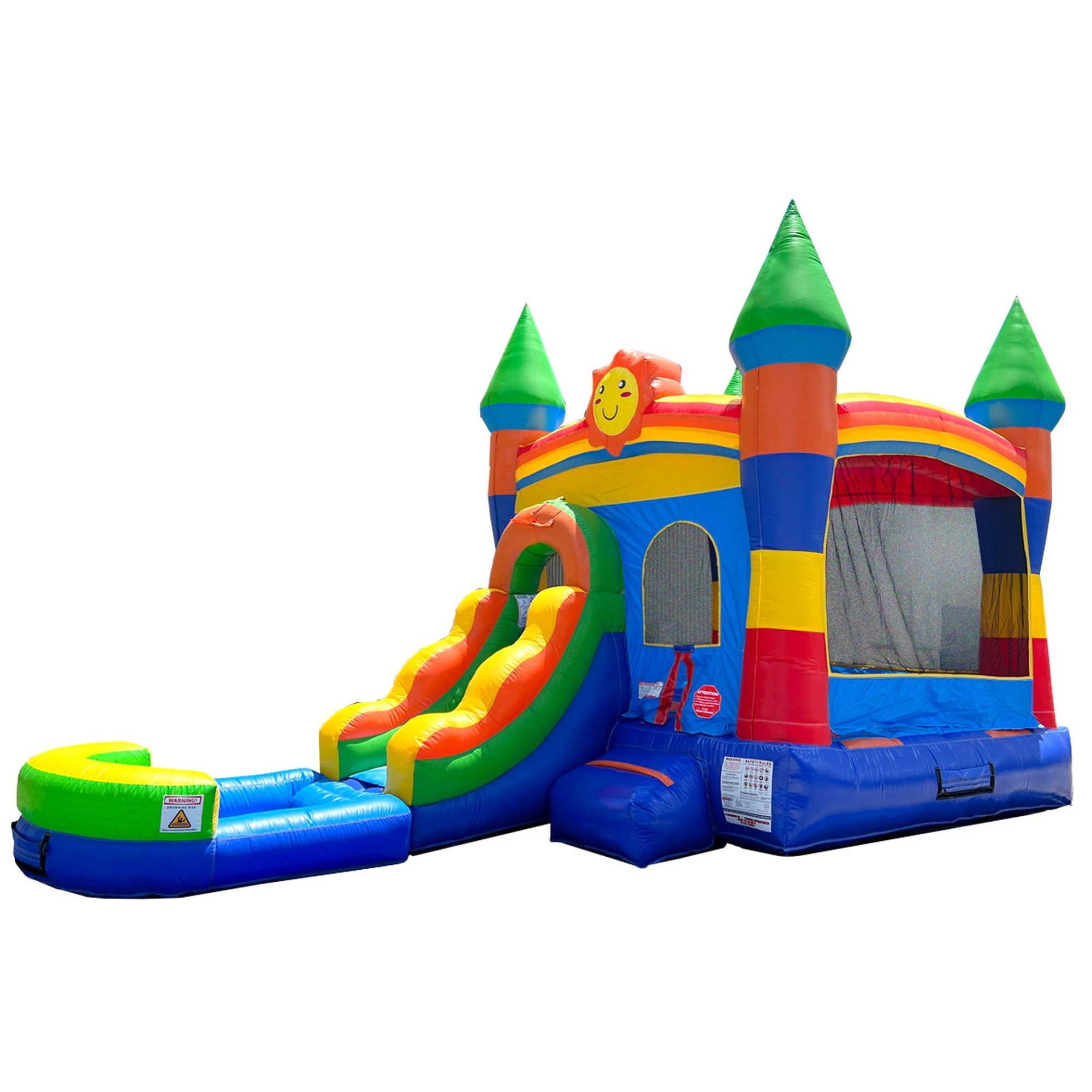 Pogo Bounce House, Rainbow Castle Smiley Face, Slide and Splash Pool ...