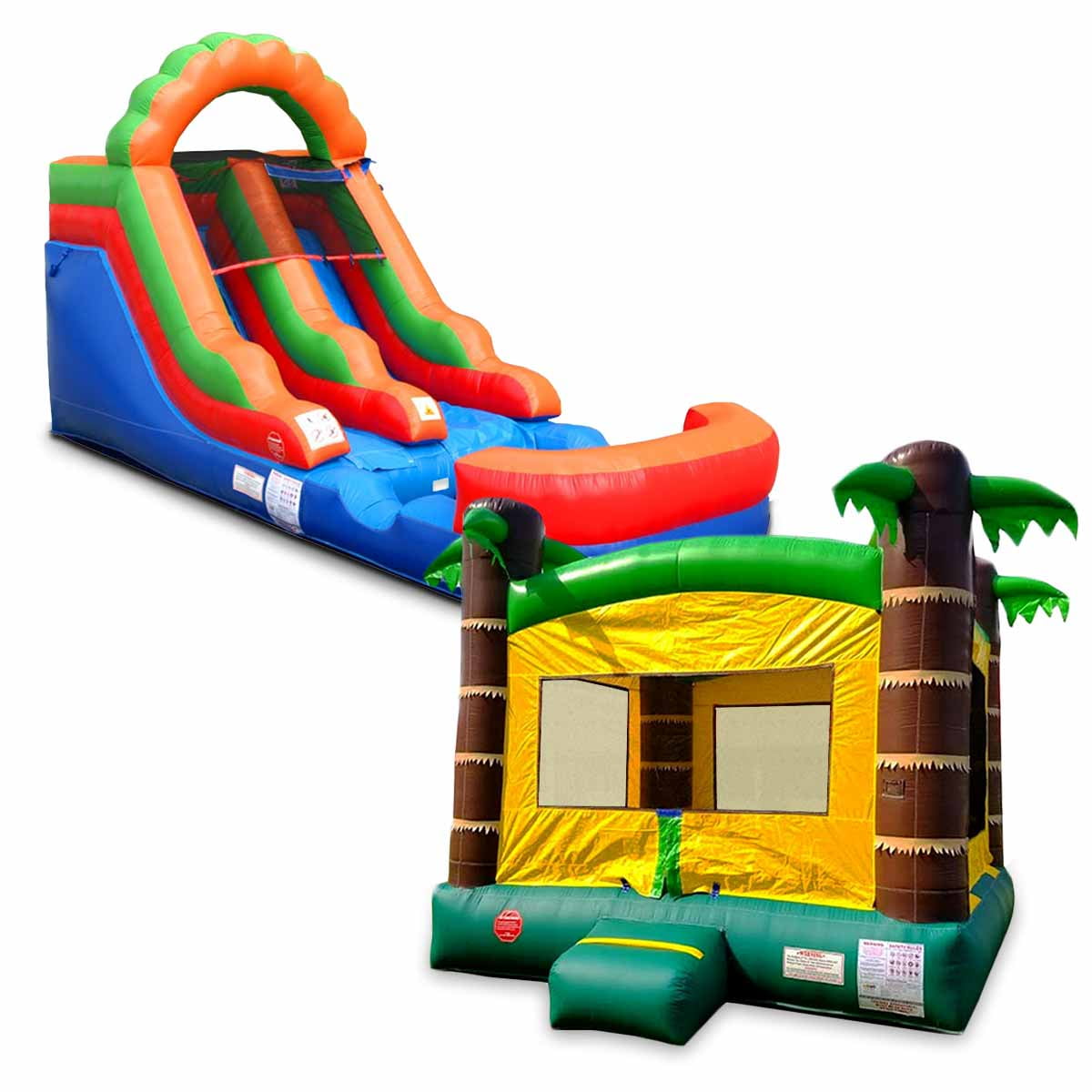 Pogo Bounce House Crossover Duo, Tropical Kids Bounce House and Rainbow ...