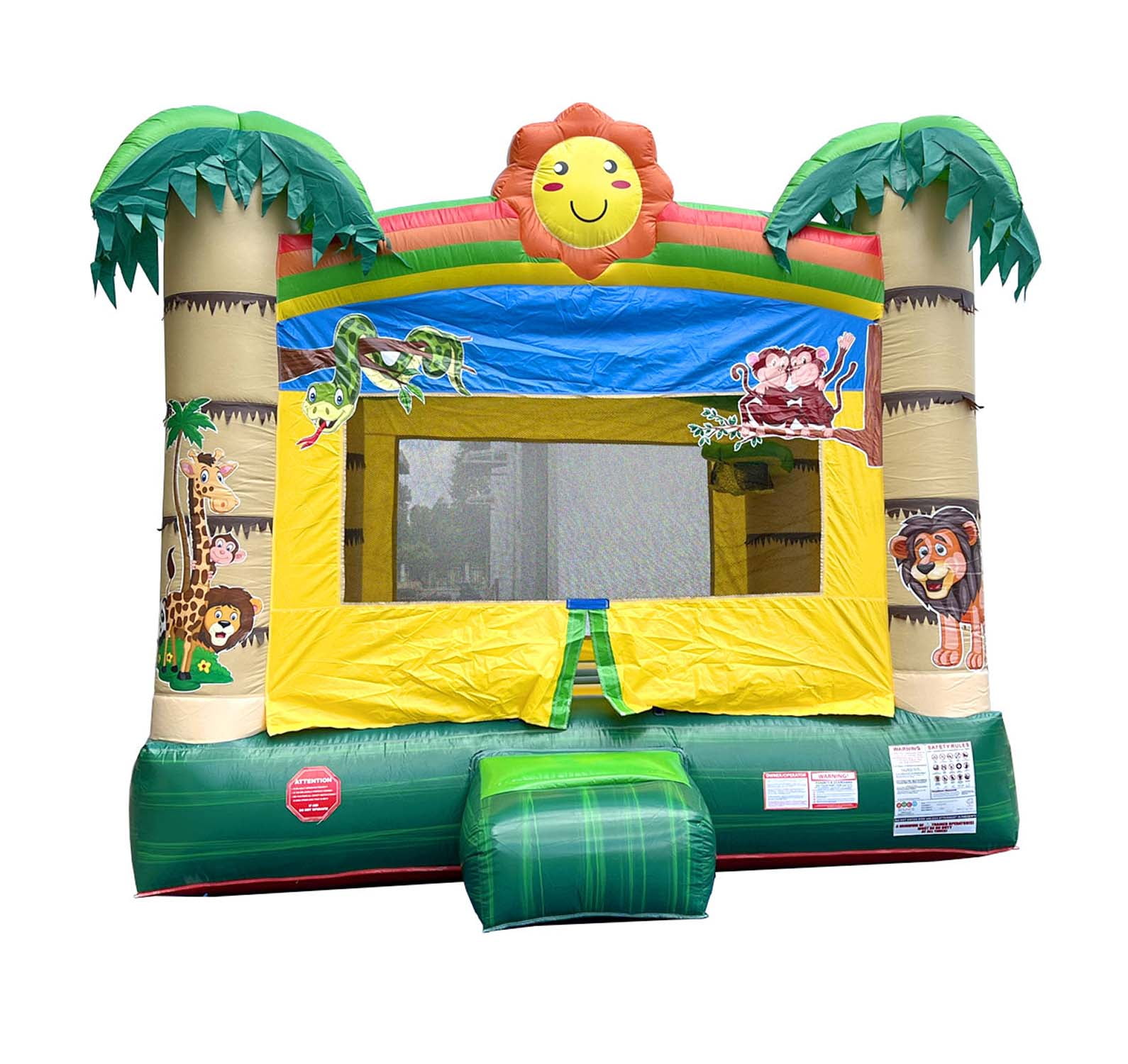 Pogo Crossover Inflatable Bounce House, Tropical Jungle Smiley Jumper ...
