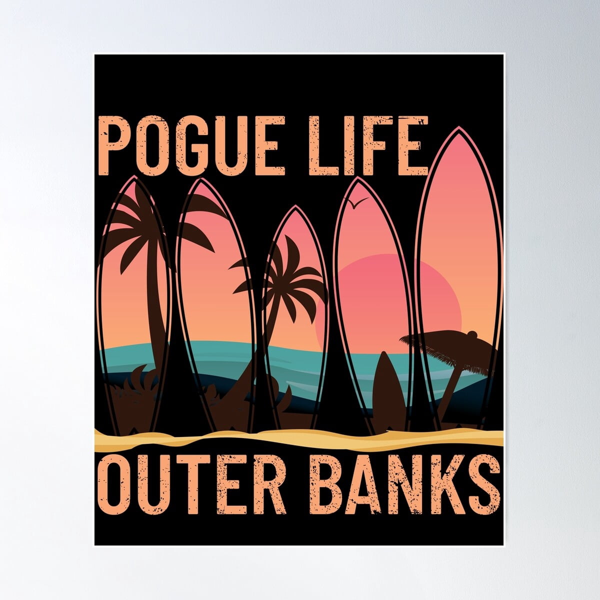 Pogue Life Outer Banks Beach Sunset Surfing Pogue Life Gear Poster Wall ...
