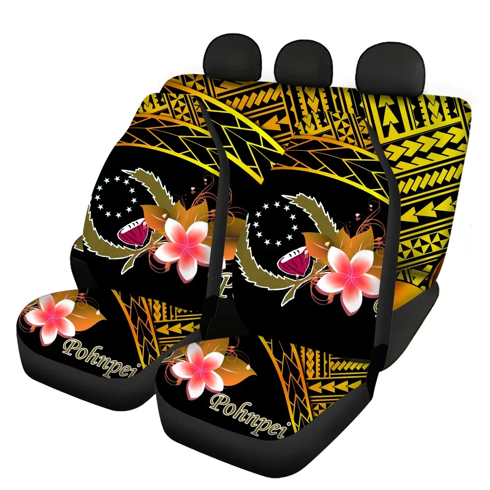 Pohnpei Tribe Plumeria Pattern Car Seat Covers Kakau Polynesian Front ...