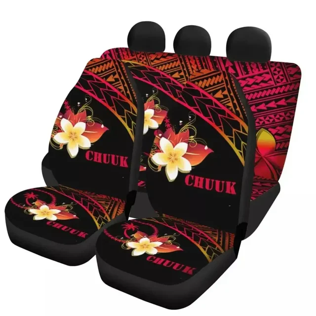 Pohnpei Tribe Plumeria Pattern Car Seat Covers Kakau Polynesian Front ...