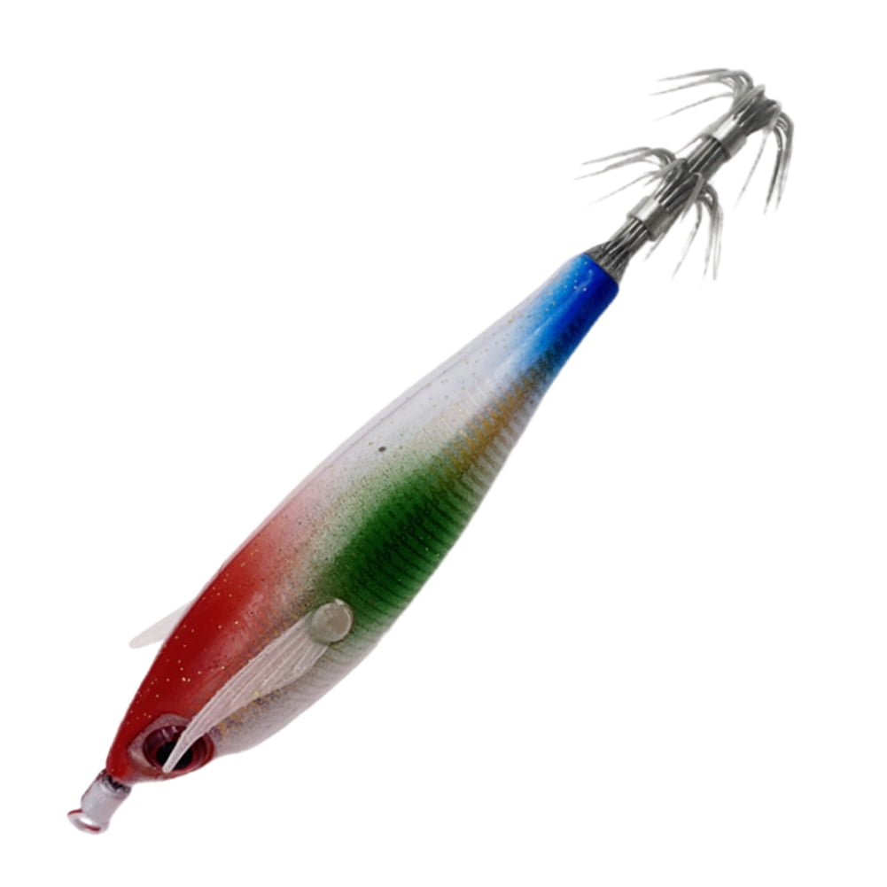Pohot Luminous Artificial Squid Hook Horizontal Octopus Lures Wood Shrimp Cuttlefish Hard Bait ...