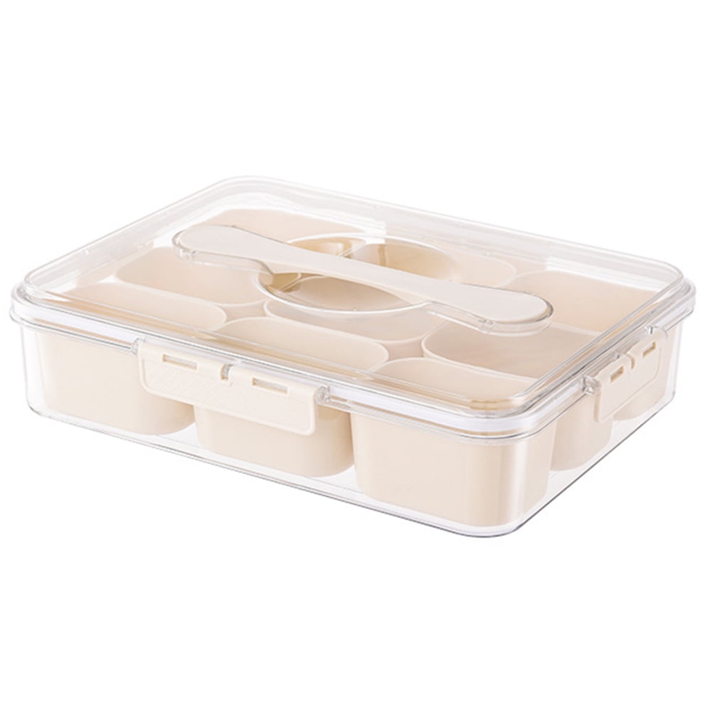 Pohot Rectangular Snack Bowl with Lid & Handle Snack Divided Serving ...