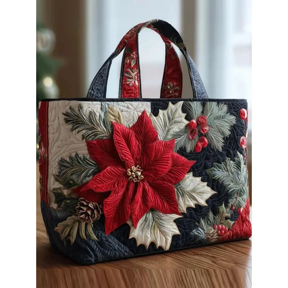 Poinsettia Bliss Quilted Tote Bag - Walmart.com
