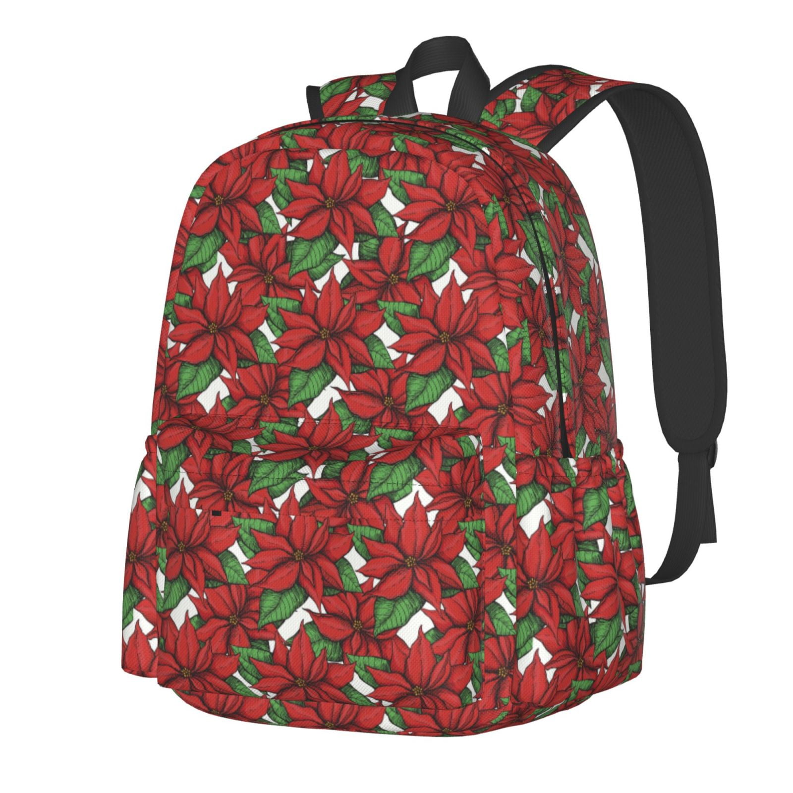Poinsettia Christmas Flower Backpack for Men Women Laptop Backpack ...