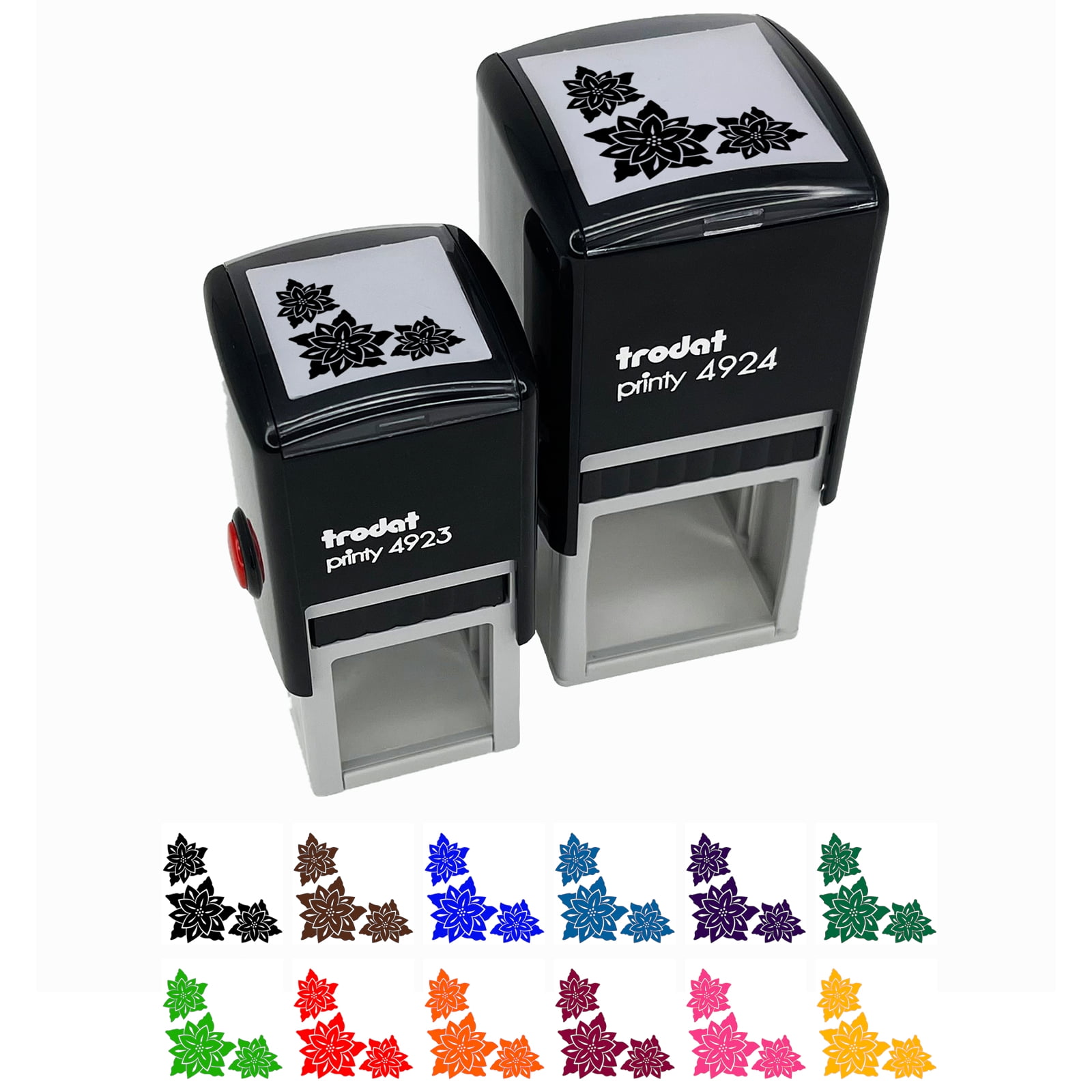 Poinsettia Corner Self-Inking Rubber Stamp Ink Stamper - Purple Ink ...
