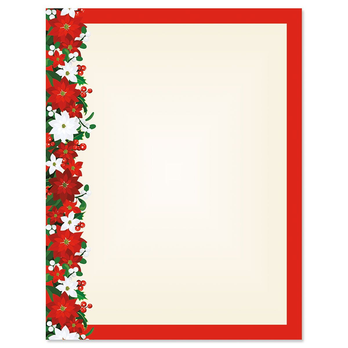 Poinsettia Filigree Christmas Letter Papers - Set of 25 Christmas ...