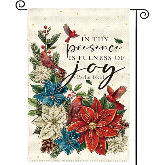 Poinsettia Joy Welcome Garden Flag 12x18 Inch Double Sided Winter ...