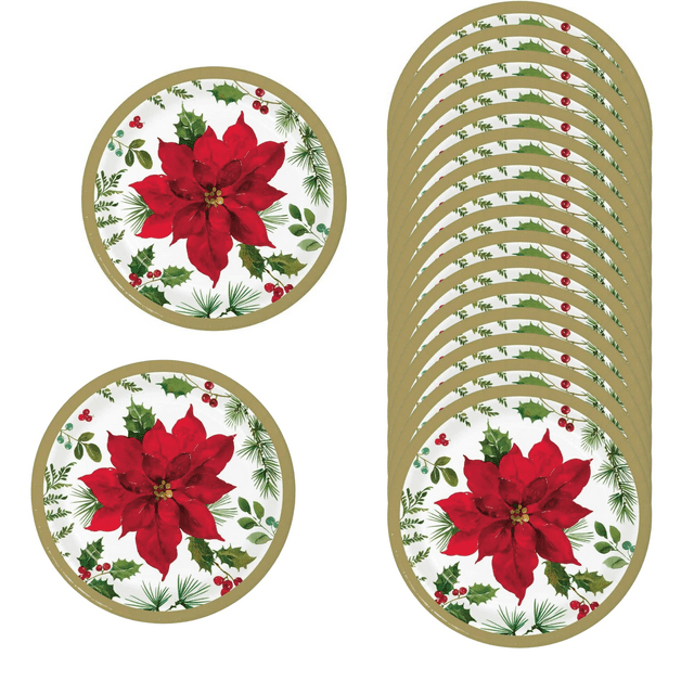 Poinsettia Paper Plates Holiday Poinsettia Dessert or Appetizer ...