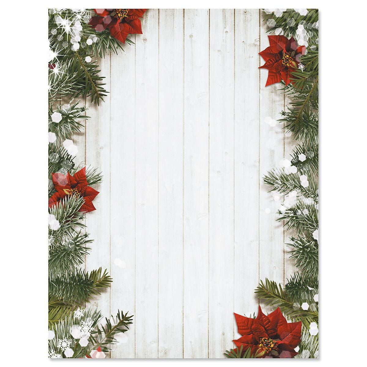 Walmart Poinsettia Pine Holiday Stationery, 25 Sheets, 8x11, Computer ...