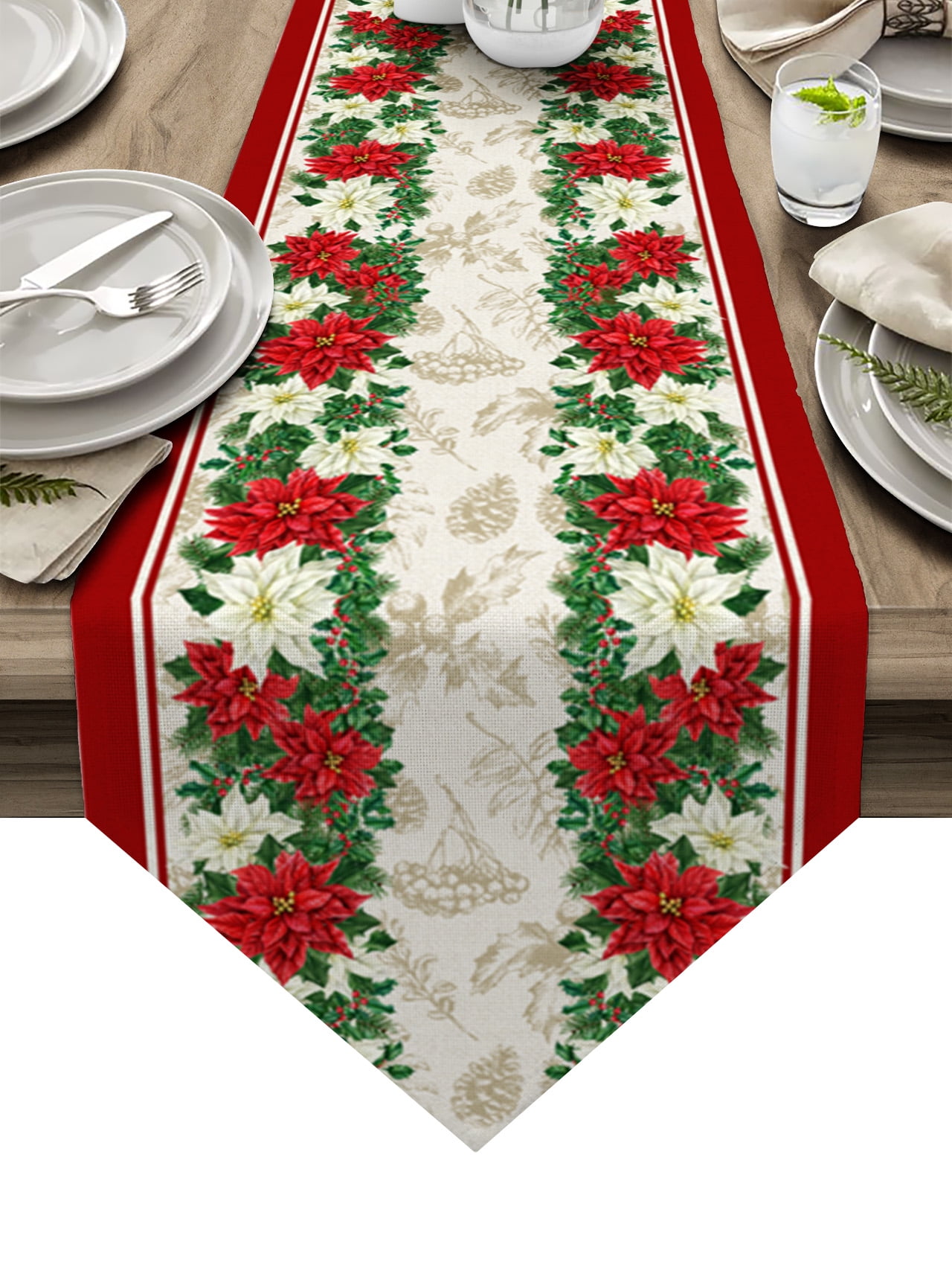Poinsettia Red Plaid Table Runner Country Wedding ration Tablecloth ...