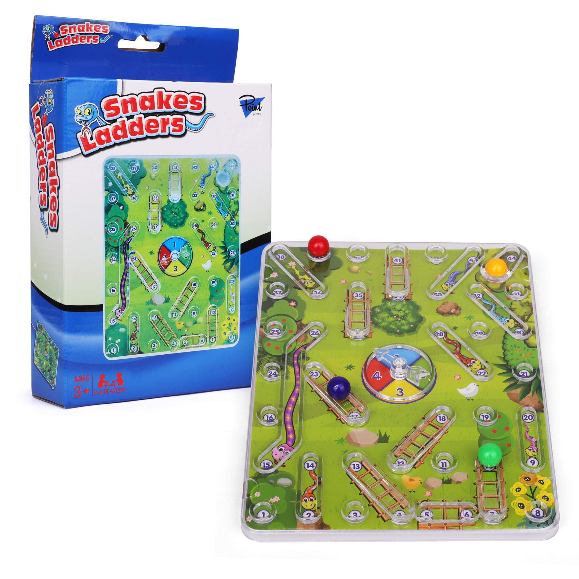 Point Games Snakes and Ladders - 2-4 Players - Mini Classic Board Game ...