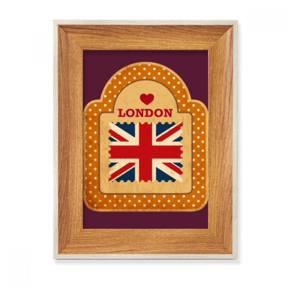 Point UK London Stamp Union Jack Desktop Wooden Photo Frame Display ...