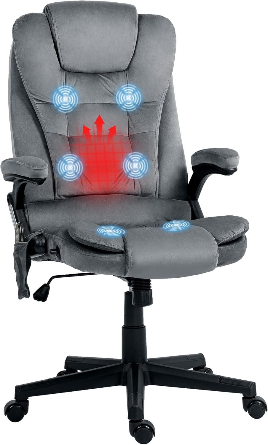 Point Vibrating Massage Office Chair with Heat, Velvet High Back ...